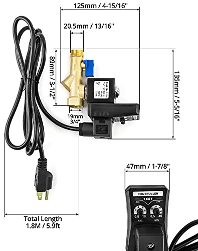 QWORK Automatic Gas Tank Valve with US Plug - Suitable for Gas Tanks, Drip Legs, and Compressed Air System Components - AC 110V Power Supply - 1/2" Valve Size Electronic Drain Valve