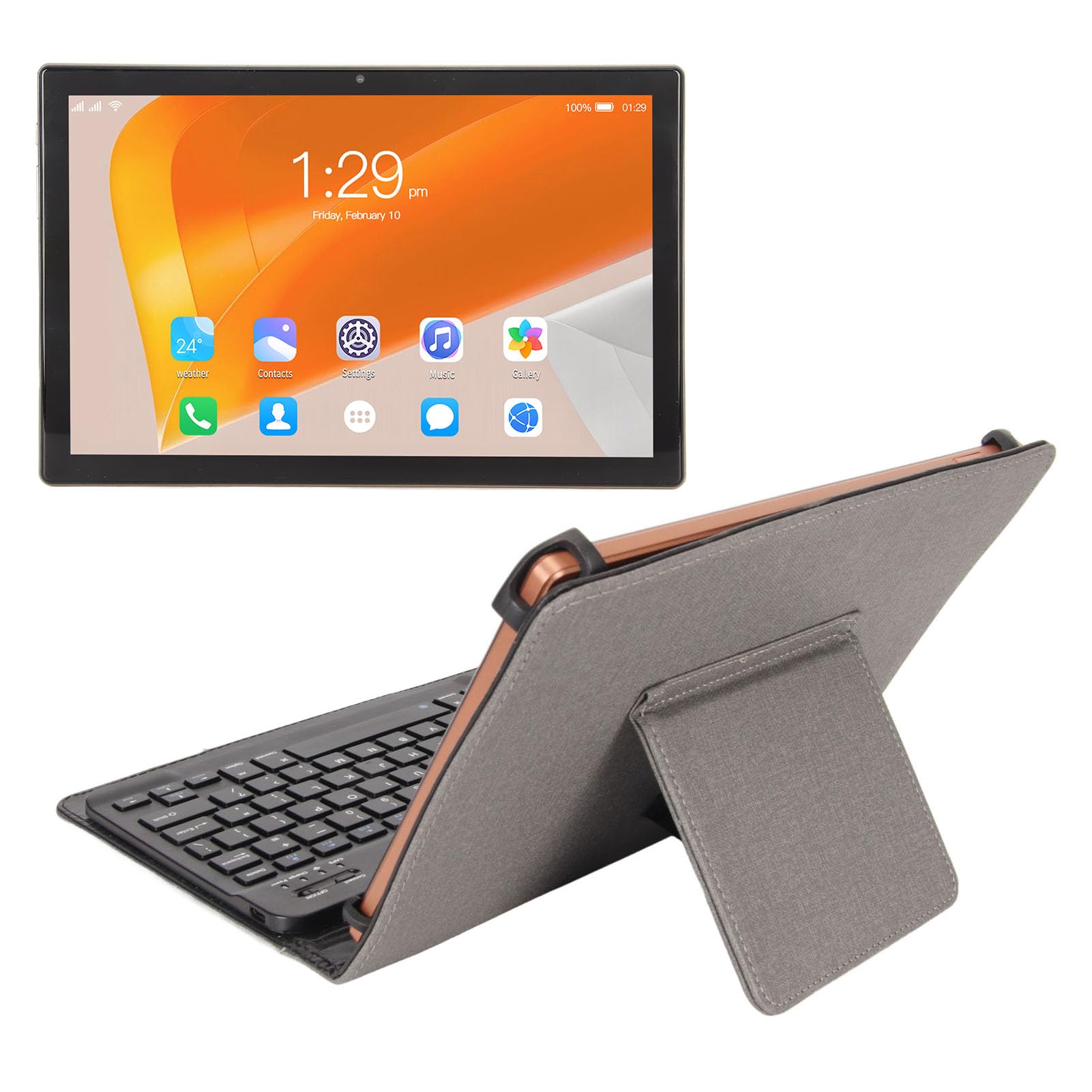 MAVIS LAVEN Digital Tablet, Dual Speakers Octa Core Orange 2 in 1 GPS Tablet for Studying for Game (US Plug)