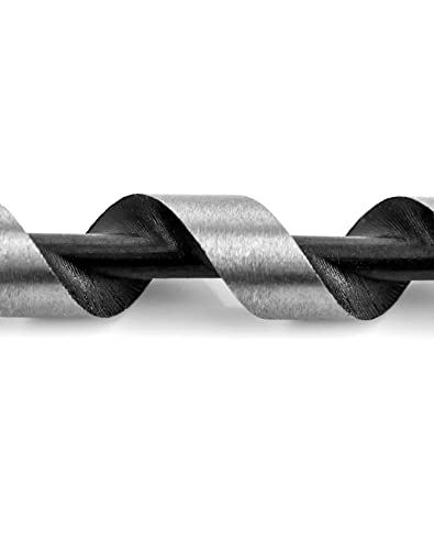 QWORK Auger Drill Bit Set, 7 Piece Set 9" Auger Bit Set Hardened Alloy Steel Ship Auger Bit Creates Deep Clean Hole Precise Drilling for Wood Drilling 1/4", 3/8", 1/2", 5/8", 3/4", 7/8",1"