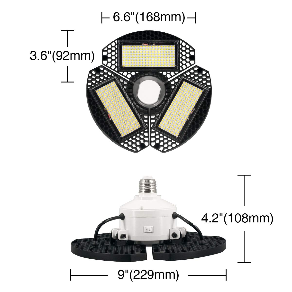 LED Garage Lights Motion Activated,100W Deformable LED Garage Ceiling Lights12500 LM CRI 80 Led Shop Lights for Garage, led Garage Light Motion Sensor Garage Lights with 3 Adjustable 100W1PK