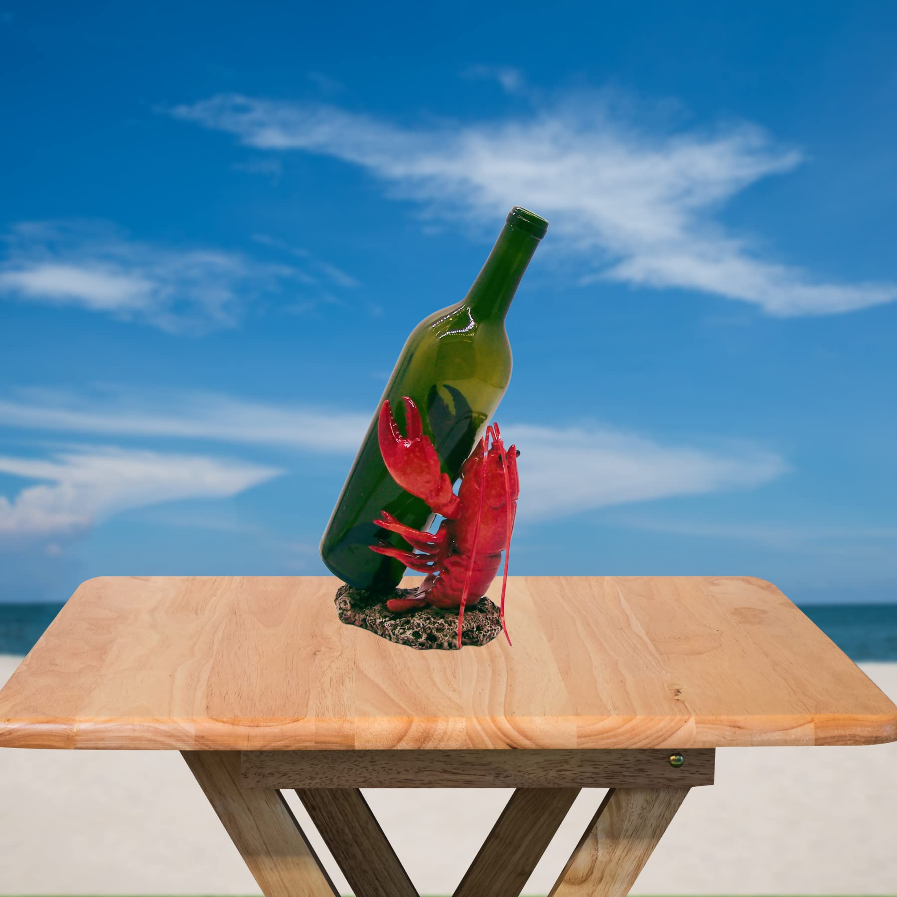 Lobster Wine Bottle Holder, Nautical Décor, Freestanding Tabletop Decoration, 7.5 Inches