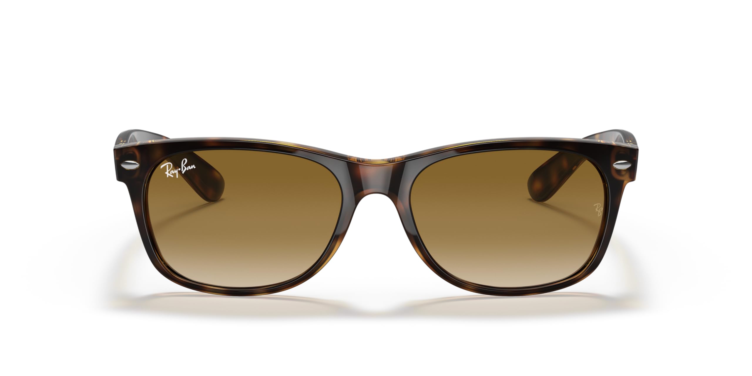 Ray-Ban RB2132 New Wayfarer Square Sunglasses, Light Havana/Clear Gradient Brown, 58 mm