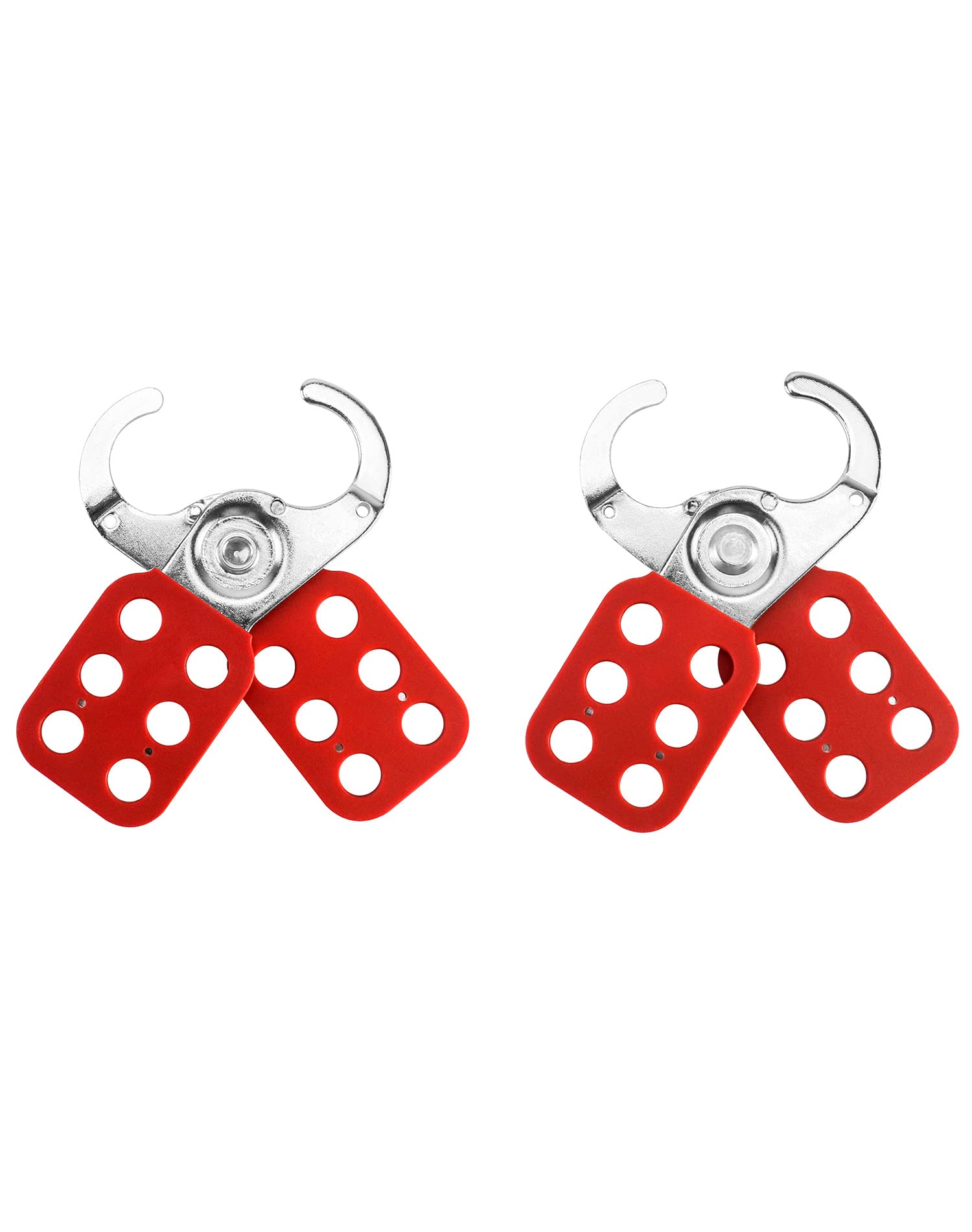 QWORK Lock Out Tag Out Hasp, 6 Pack Tamper-Proof Stainless Steel Padlock Hasp with Extended Jaw, Red