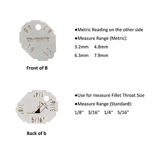 Welding Gauge Kit Weld Fillet Throat Size Leg Length Gage Set In Inch Metric Stainless Steel 4pcs Key Set