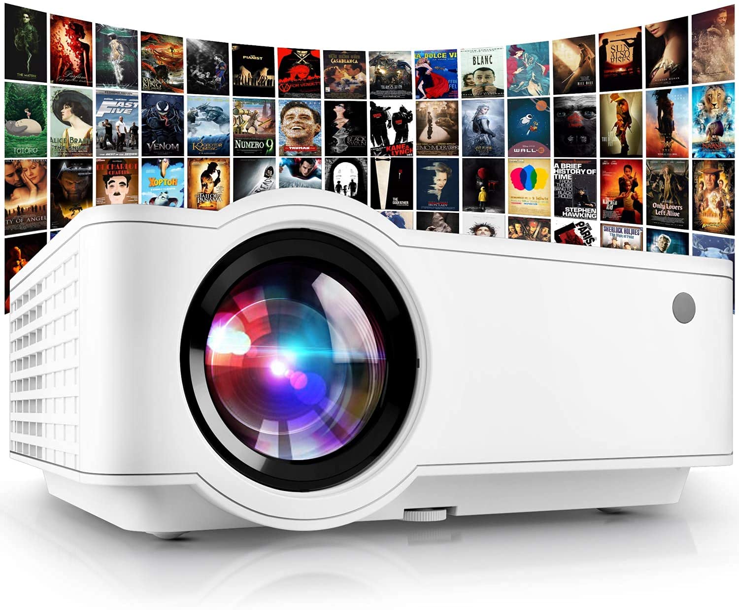 Mini Projector 5500 Lux 210" Video Projector 1080P with Projector Screen