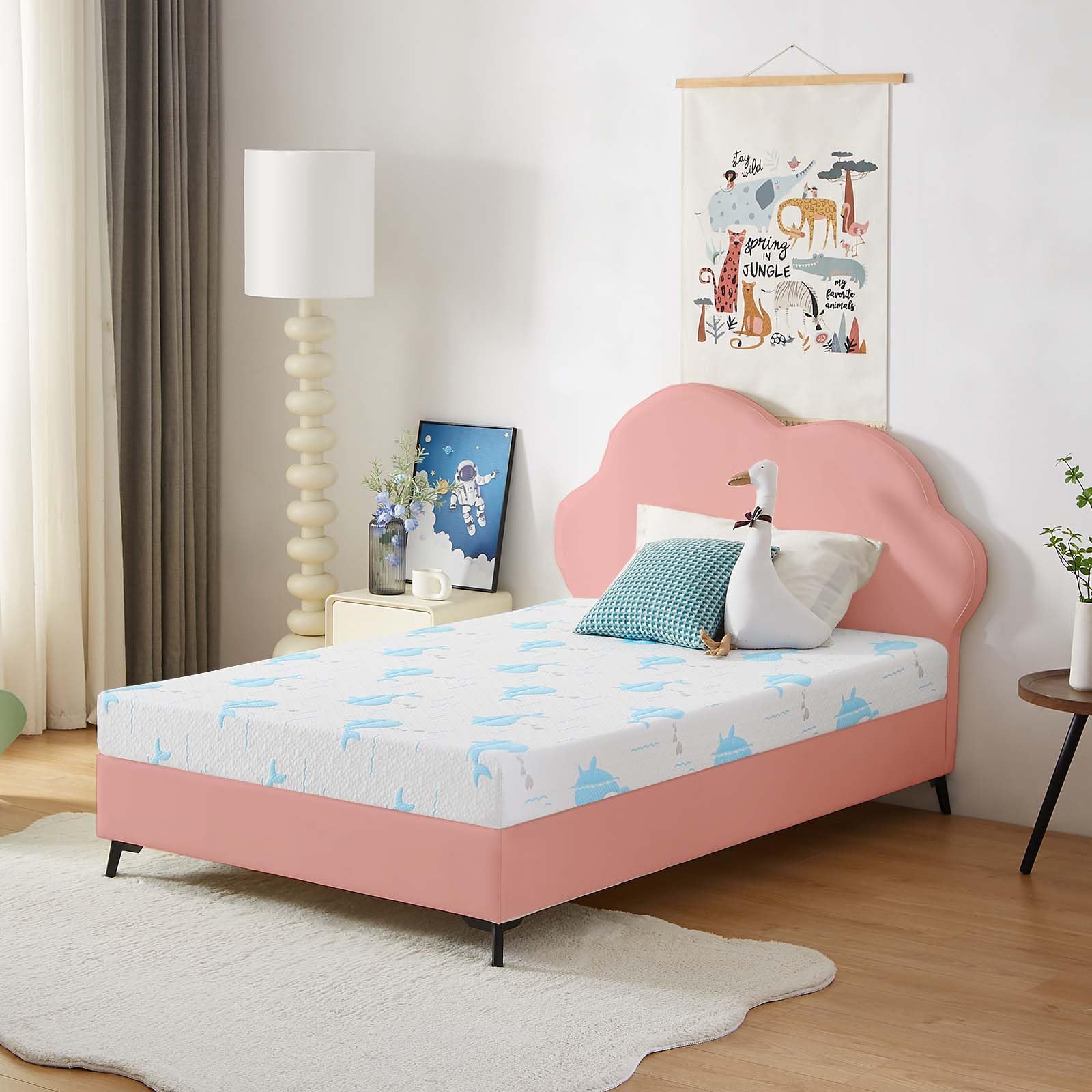 VIPKOE 5 Inch Twin Memory Foam Mattress, Medium-Firm Bed Mattress Dolphin, Pressure Relief Cooler Sleep Bed in a Box CertiPUR-US Certified for Adult