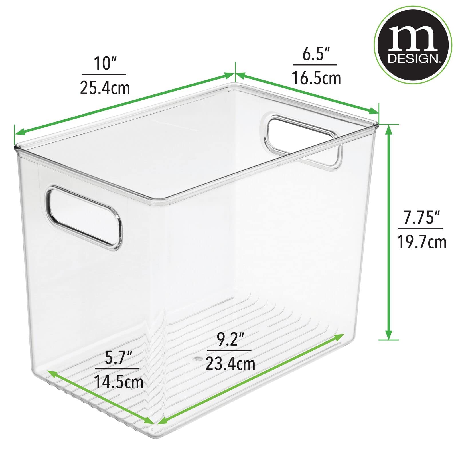 mDesign Plastic Deep Bathroom Bin with Handles and 11.5" Fluted Lazy Susan Turntable Plastic Spinner Combo Set for Organization in Bathroom, Closet, Cabinet, or Vanity Countertop - Set of 2 - Clear