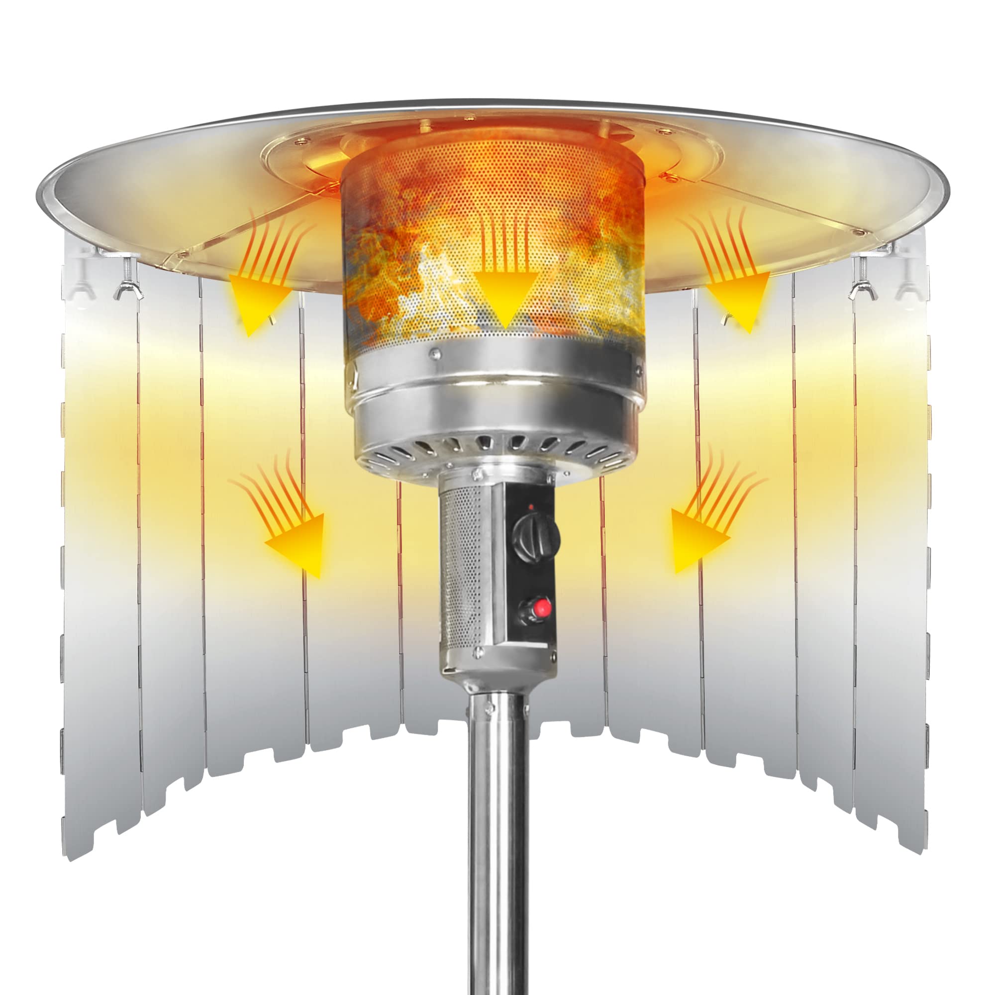 Patio Heater Reflector Shield, Upgraded 12" Height Heat Focusing Reflector for Round Natural Gas and Propane Patio Heaters - for Extra Heat Reflecting Power(10 Panels)