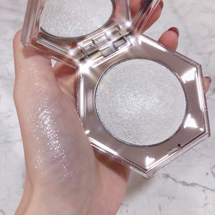 Shimmer White Highlighter Makeup Highlighter Makeup Palette Face Highlighters, Glitter Makeup Contour Highlight for Inner Coner Eyes Cheek Nose Lips and Body,Easily Show Up and Long lasting Highlighting Powder(Diamond White/Silver)