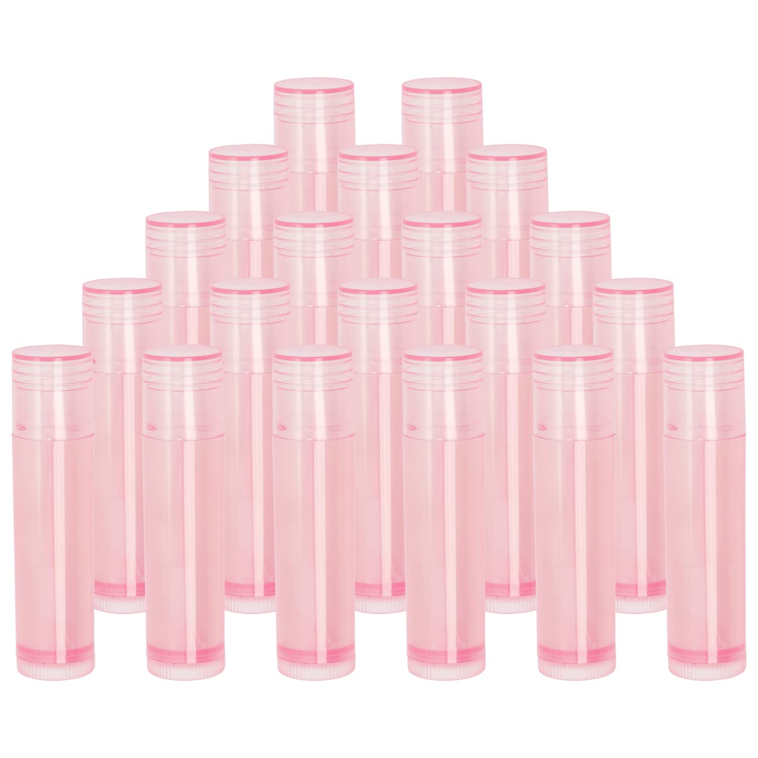 Mini Skater 20Pcs 3/16 Oz (5.5ml) Translucent Lipstick Cosmetic Empty Lip Gloss Lipstick Balm Tube With Caps Container Bottle For Lady Women Makeup Tool (Pink)