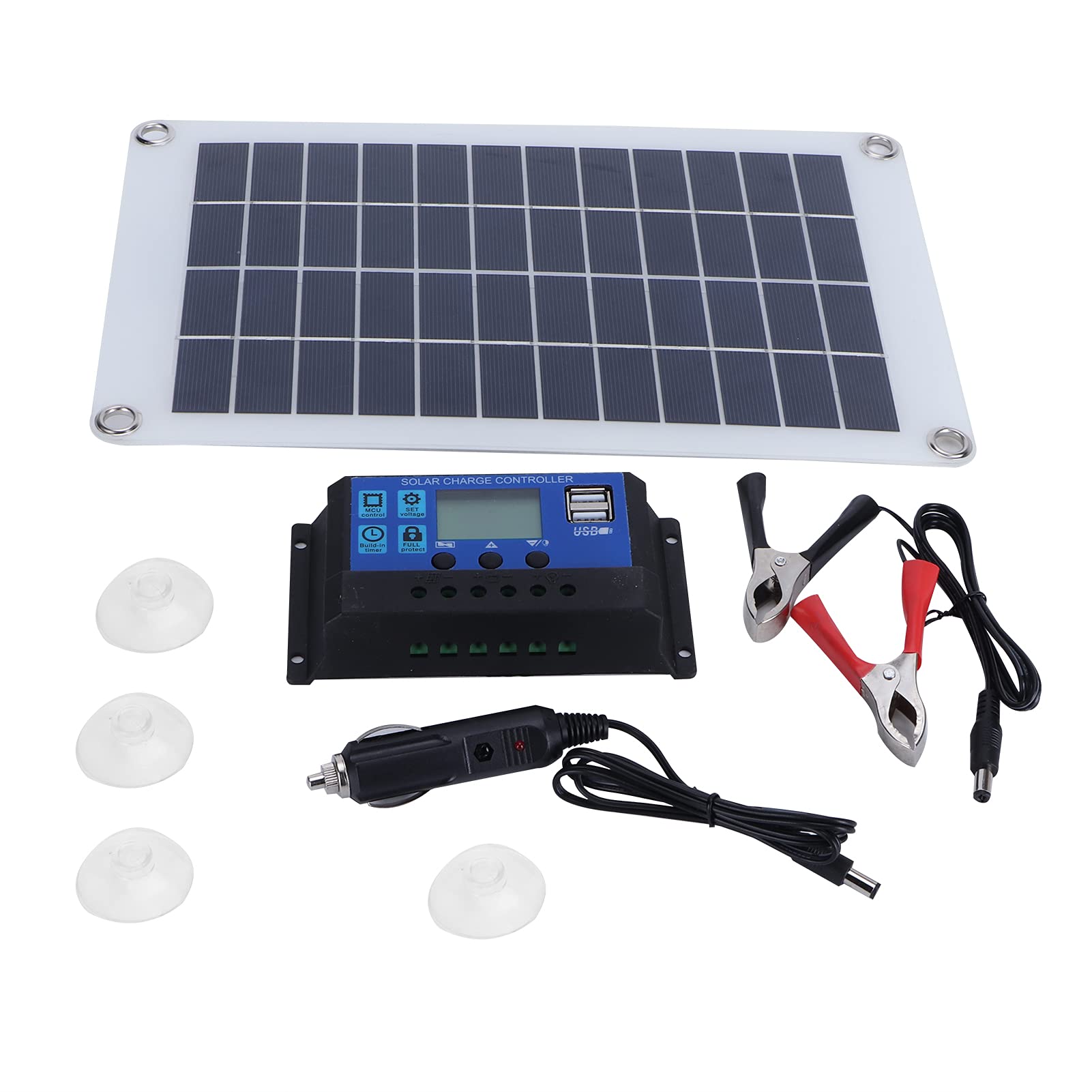 nwejron Solar Panel Charger, Solar Panel Kit Light Weight and Easy to Carry 50W 18V Polysilicon Photovoltaic Module for Garden for Home