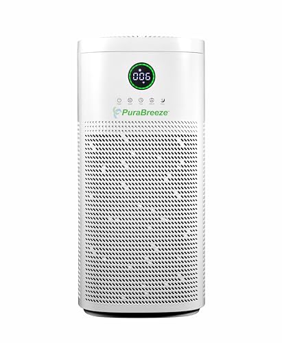PuraBreeze Air Purifier for Home, Bedroom, Office | Covers Up to 1,180 Sq ft | True HEPA Filter | Air Cleaner for Allergens, Pet Dander, Odors, Dust, Mold