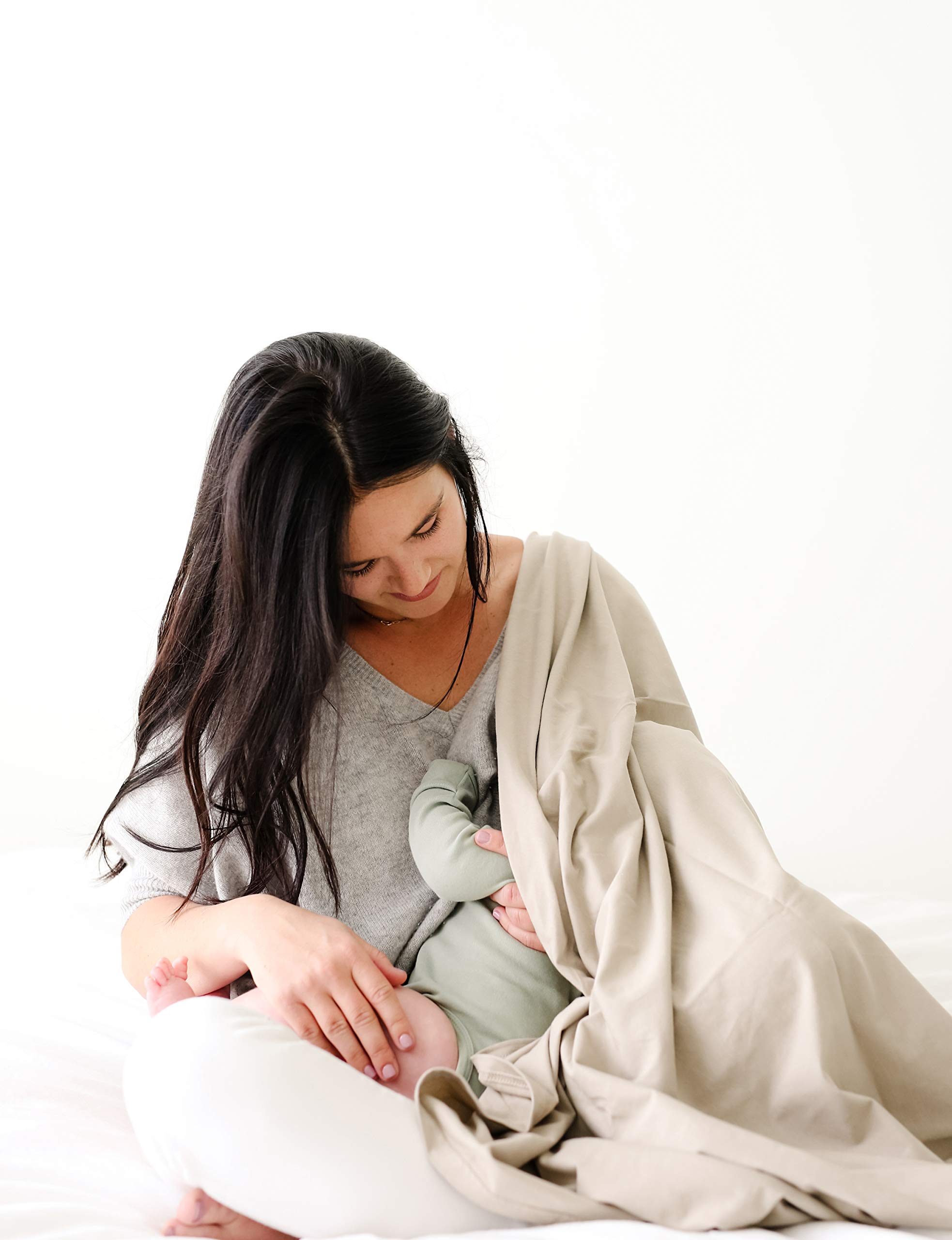 snuggle me Swaddle | Organic Cotton Swaddle Blanket, Soft Stretch, 47 x 47 inches (Stone)