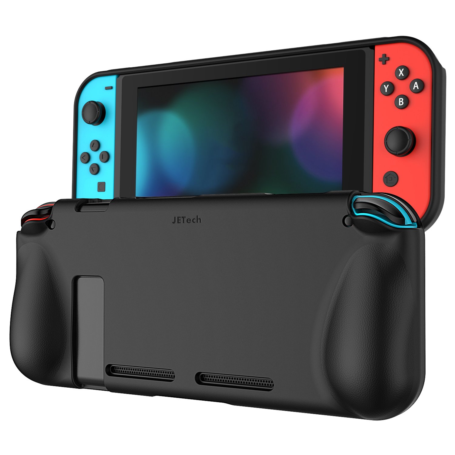 JETech Protective Case for Nintendo Switch 2017, Grip Cover with Shock-Absorption and Anti-Scratch Design (Black)