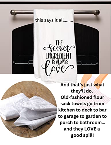 Nana Threads Housewarming Gifts Dish Towels Flour Sack Towels Kitchen Accessories Secret Ingredient is Always Love