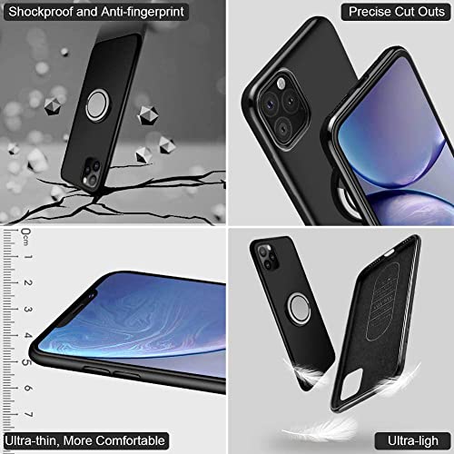 Magnetic Case for iPhone 11 Pro Back Support Magnetic Car Mount, [Invisible Built-in Metal Plate] Ultra Thin Soft TPU Shockproof Anti-Scratch 360 Protective Cover for Apple iPhone 11 Pro Black