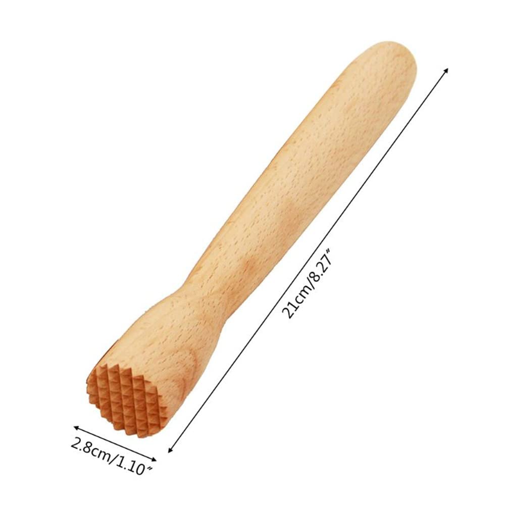 Nanli Wooden Cocktail Muddler 12 Inch Spiral Mixing Spoon Stainless Steel Shaker Spiral Spoon for Home Making Drinks Juice Cocktails