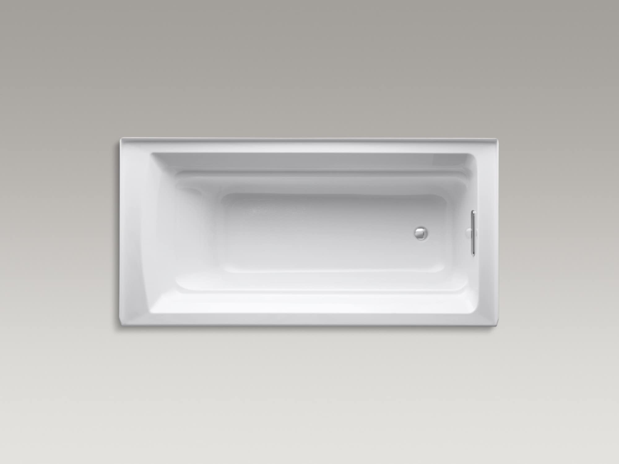 KOHLER K-1125-RA-0 Archer 72-Inch x 36-Inch Alcove Bath with integral apron and right hand drain, White