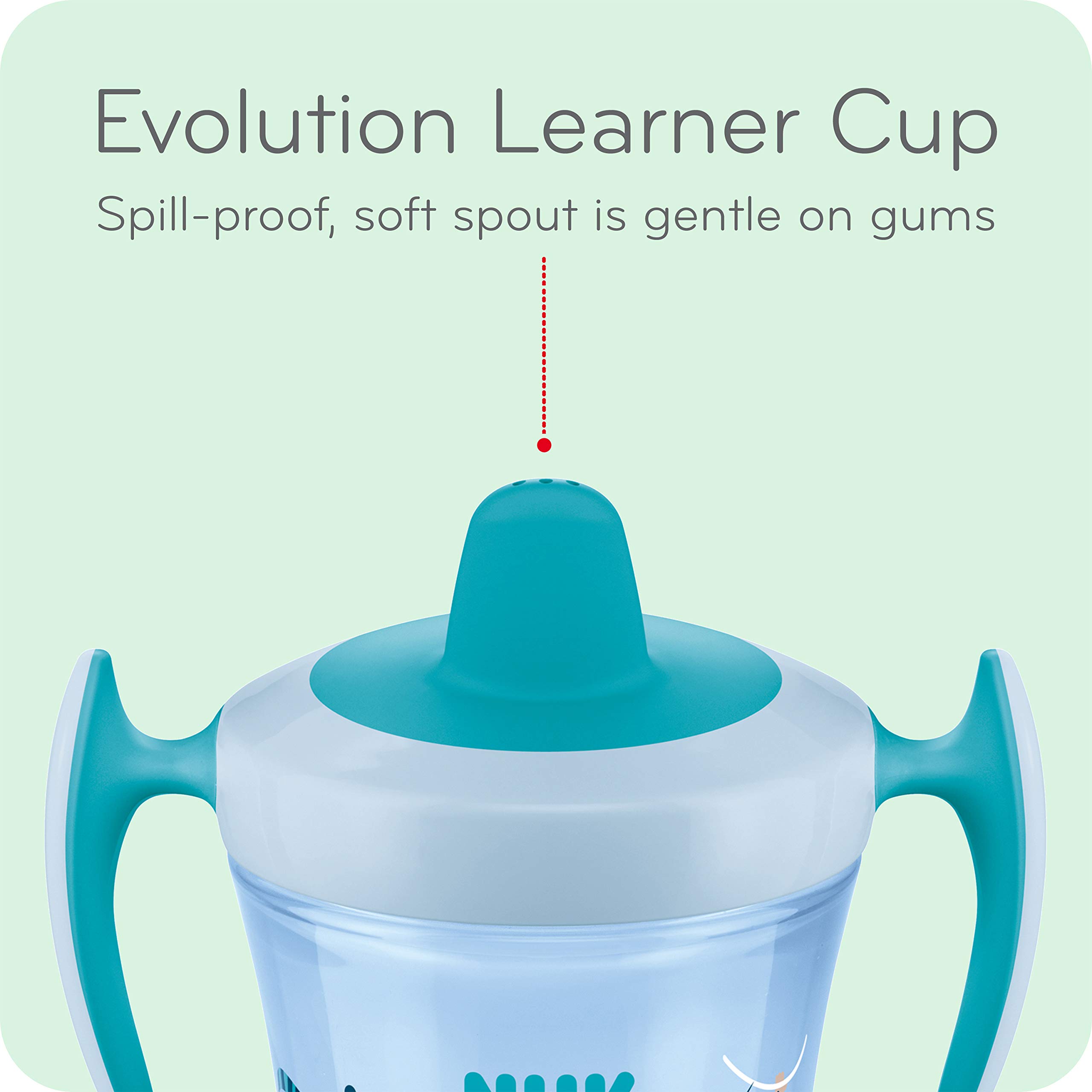 NUK Evolution Soft Spout Learner Cup, 8 oz, 2-Pack, âہ“Colors may varyâ€