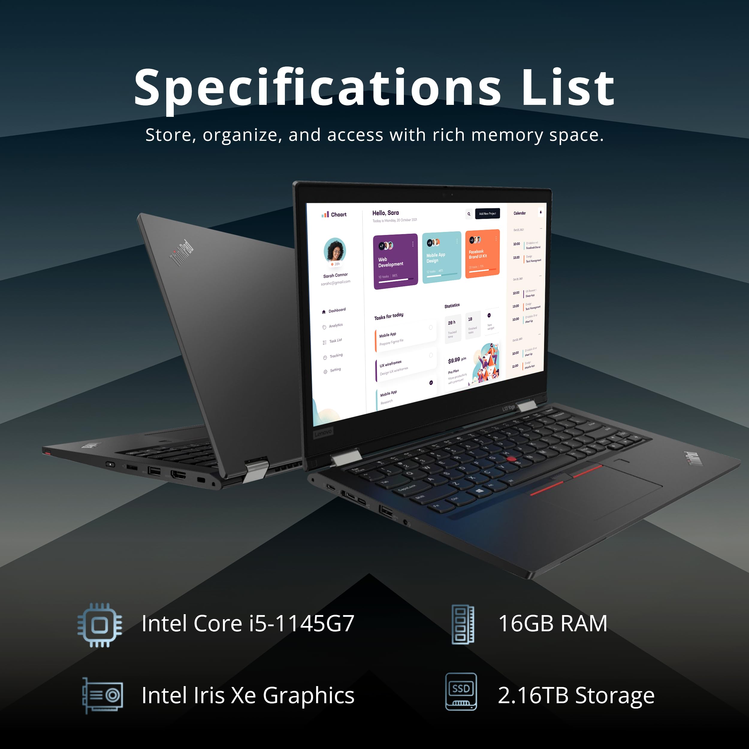 Lenovo ThinkPad L13 Yoga 2-in-1 13.3" FHD Touchscreen Laptop, Intel i5-1145G7, 16GB RAM, 2TB SSD, Intel Iris Xe Graphics, Fingerprint Reader, Backlit Keyboard, Win 11 Pro, Black, 32GB USB Card
