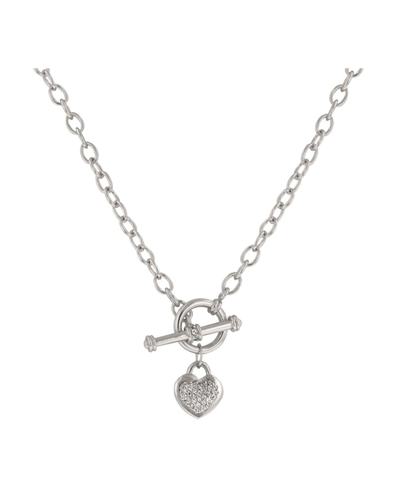 Kate Bissett Toggle Pave Heart Necklace