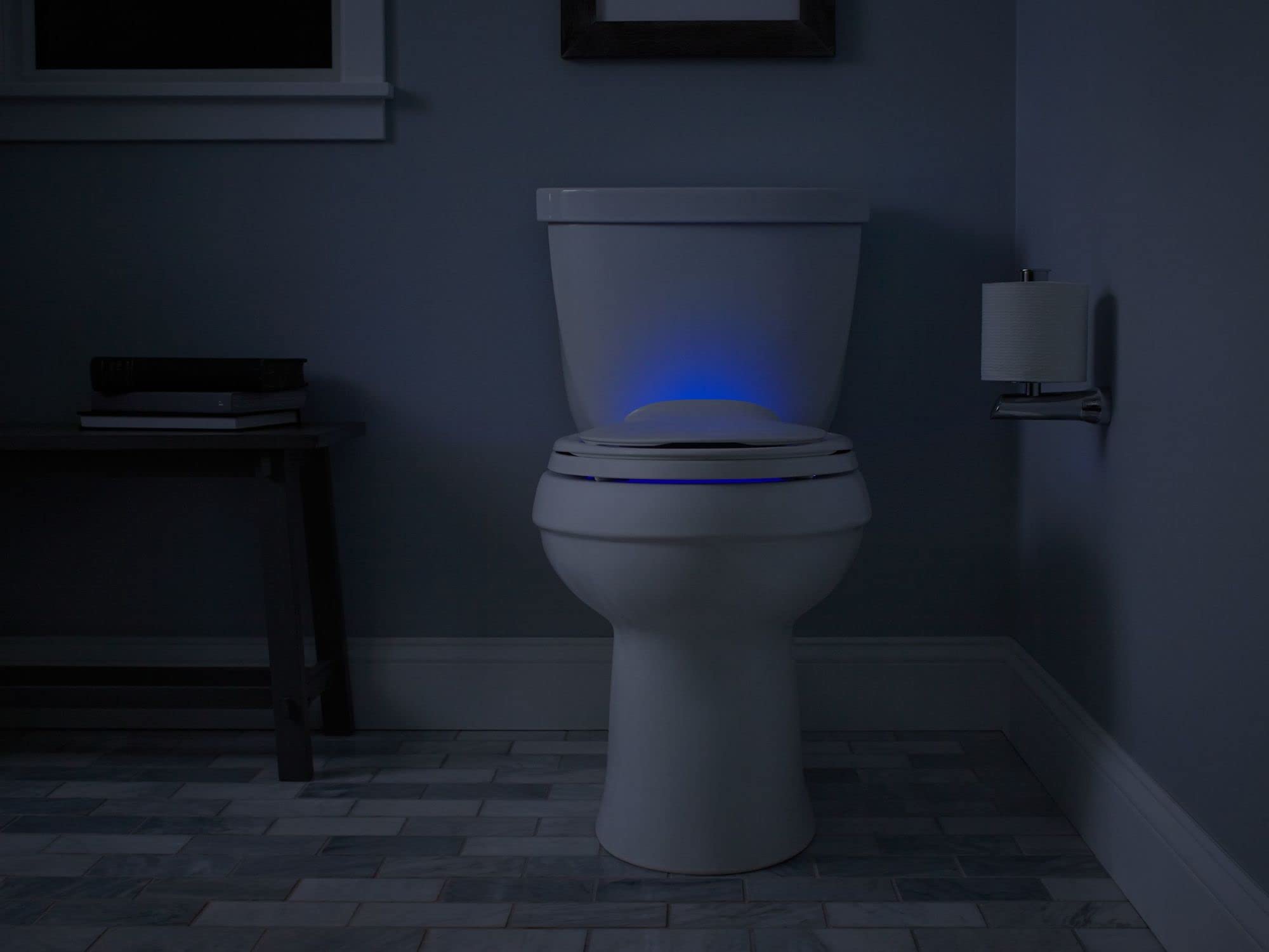 KOHLER K-2599-0 Transitions Nightlight Quiet-Close with Grip-Tight Toilet Seat, White