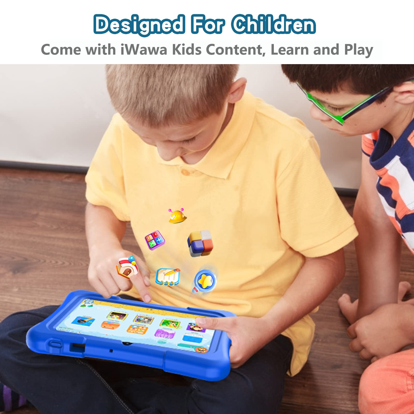 PRITOM Tablet for Kids, 7 inch Kids Tablets with WiFi, 32GB ROM, 2GB RAM, Bluetooth, Camera, Parental Control, Pre-Installed APPs, Games, Learning Educational Toddler Tablet with Case, Blue