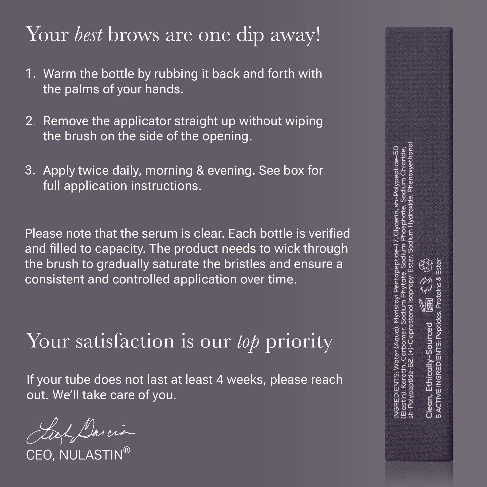 NULASTIN BROW Shape Altering Serum with Elastaplex, Eyebrow Enhancing Treatment for Thicker Looking Brows, Vegan-Friendly & Cruelty-Free (3 ml)