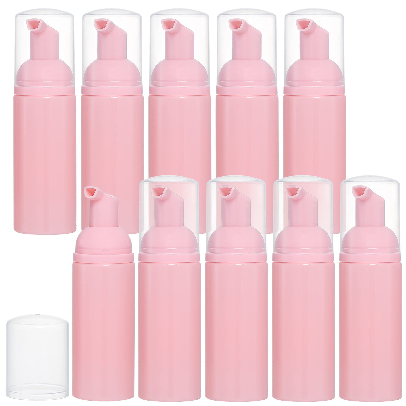 Soap Foam Bottle Empty Lash Cleanser Bottles 10 pcs Travel Foaming Lotion Containers with Pump for Dispenser (60ml, 2OZ)