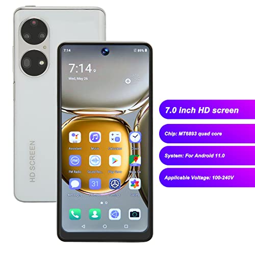 P60 Pro Smartphone, 7 Inch 1440 x 3040P HD Screen, 4GB RAM 64GB ROM, 8000mAh Battery, Front 8MP Rear 16MP, MT6893 Quad Core Phone for Android 11.0 System(USA)