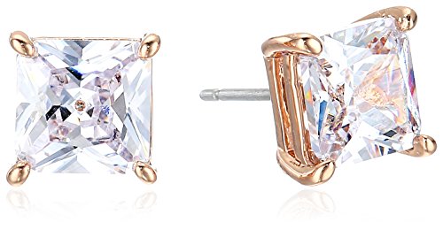 kate spade new york "Princess Cut Studs" Save The Date Princess Cut Clear/Rose Gold Stud Earrings