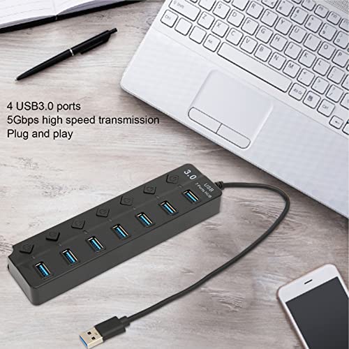 USB3.0 Hub, Portable USB3.0 Splitter High Speed Transmission Wide Compatibility Plug and Play for Keyboard for Mouse  for Mobile Hard Disk(Black)