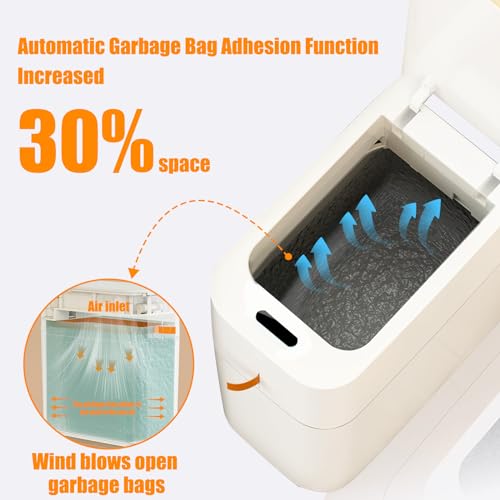YEEFIGRO Automatic Trash Can, Bathroom Trash Cans 15 Liter / 4 Gallon Slim Smart Trash Bin with Lid, Touchless Rechargeable Garbage Can, Waterproof Trash Can for Office, Bedroom, Living Room
