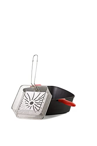 Orca pot 5in1 Cast Iron 6.5 Qt Dutch Oven Cooking Pot with Glass Lid, Cooking Pot for Baking, Frying, Steaming, Cast Iron Grill Lid, Steaming Plate & Basket