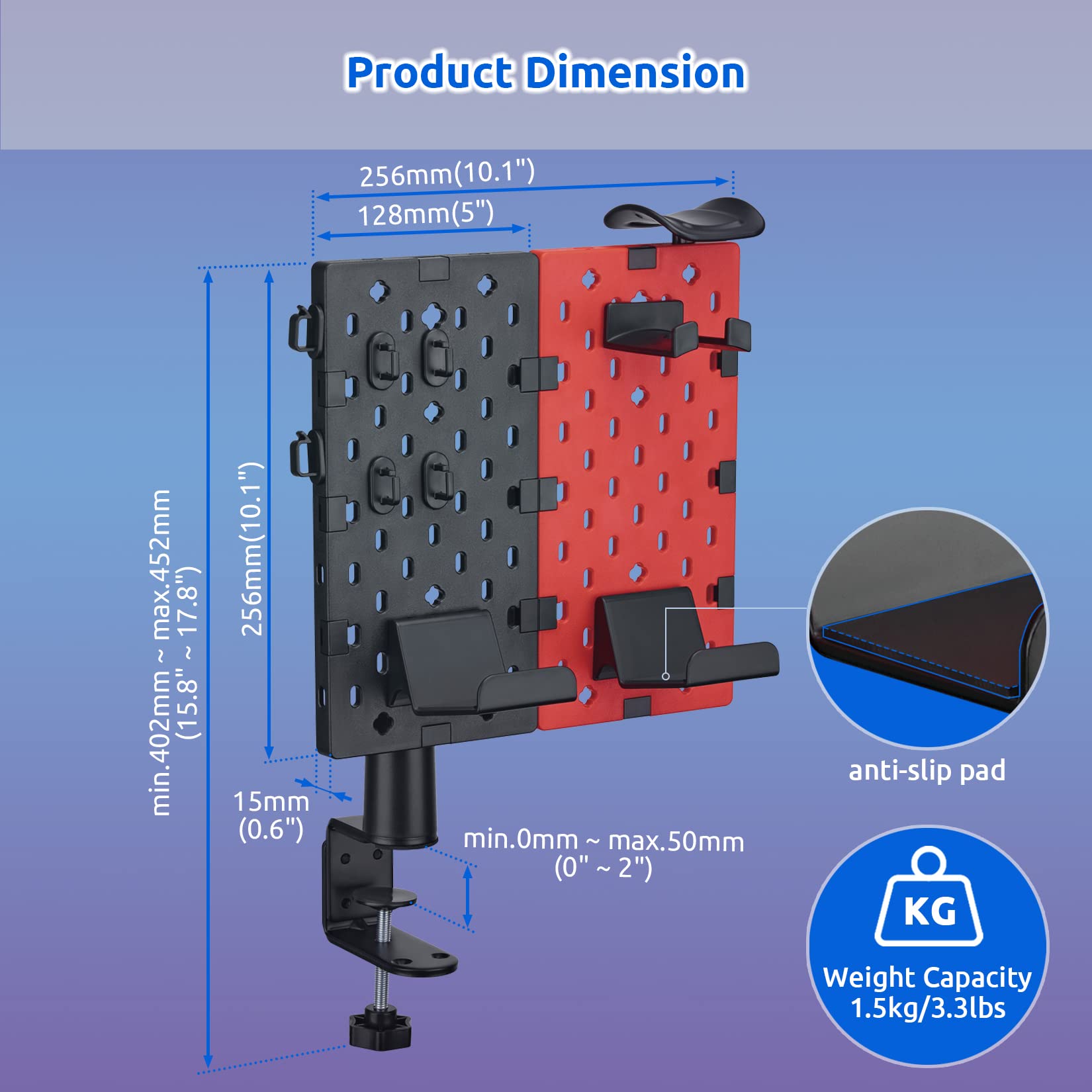 PUTORSEN Headphone and Controller Holder for Desk, Rotatable DIY Modular Headphones Holder & Controller Stand with Cable Hooks, Clamped above/under Desk for Xbox PS5 PS4 Nintendo Switch Controller