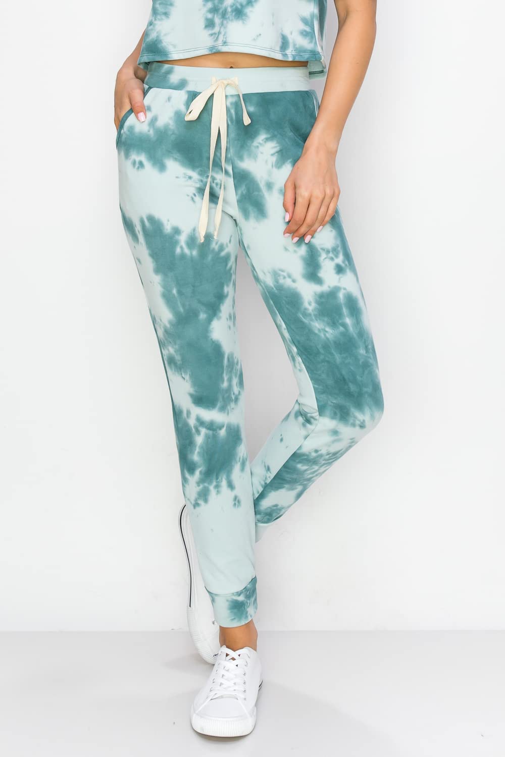 OCEAN ELPIS Women's Jogger Sweatpants – Casual Tie Dye Active Workout Running Yoga Lounge Tapered Pants with Pocket L11032 Sage S