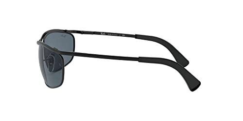 Ray-Ban RB3119 Olympian Rectangular Sunglasses, Demi Gloss Black/Black/Blue, 62 mm