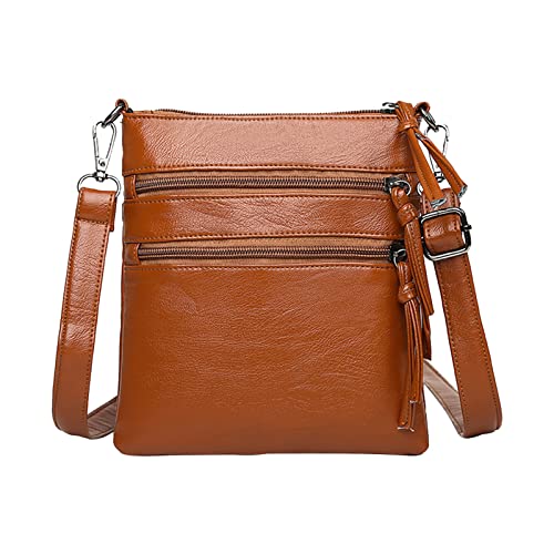 Soft Lea-th_er Women's Shoulder Bag Women's Crossbody Bag Medium Zipper Pocket Strap Small Sling Crossbody Bag
