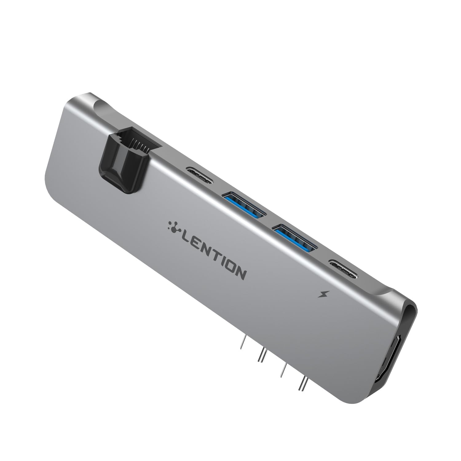 LENTION USB C Hub with Thunderbolt3(PD+Data Transfer+Video Output), 4K HDMI, USB 3.0, Gigabit Ethernet Mac Adapter Compatible 2016-2023 MacBook Pro, Mac Air(CS65, Light Gray)