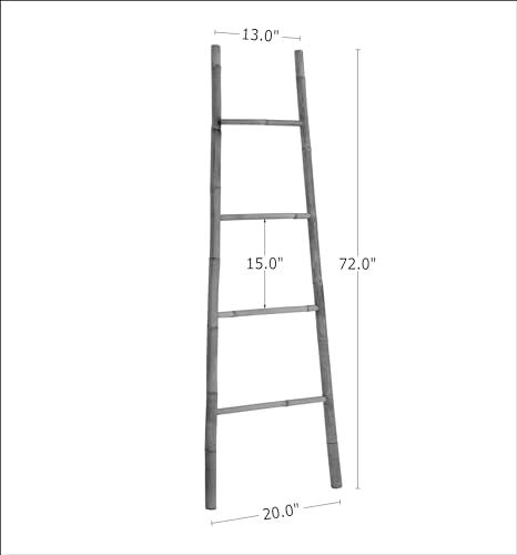 ZEW AC323 4 TIER Bath Bamboo 4 Level Towel Ladder Rack for Bathroom, Natural