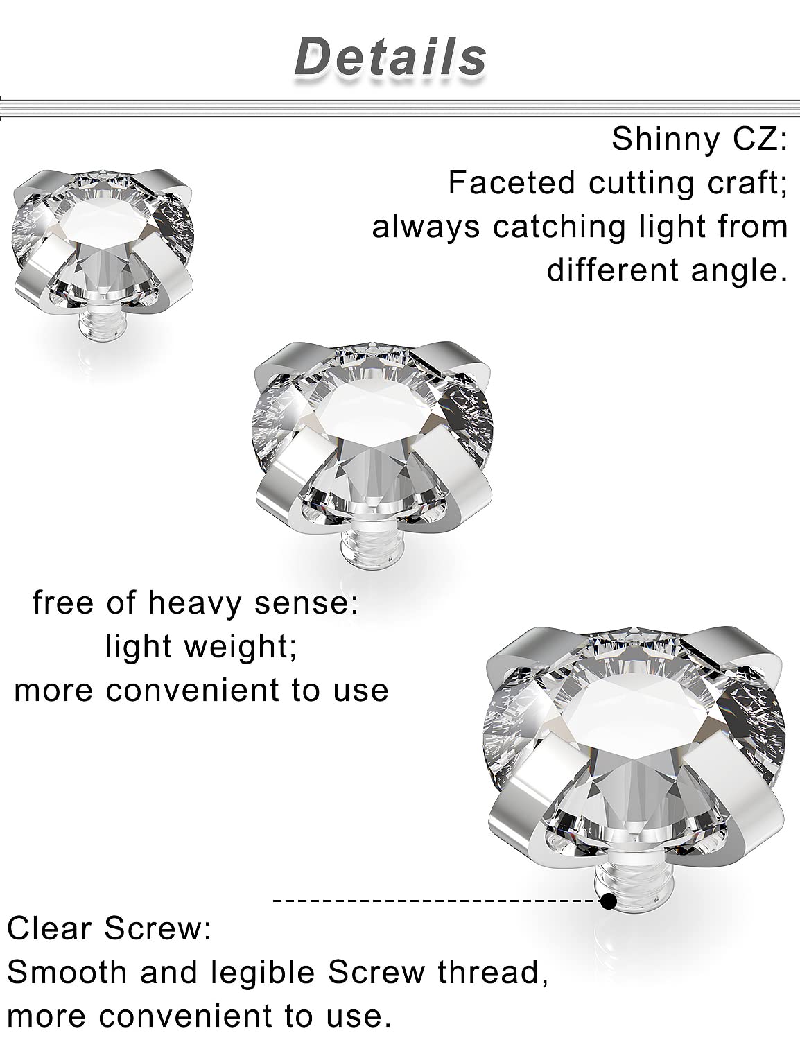Ocptiy Dermal Piercing Jewelry Tops Base Kit 14G G23 Titanium Dermal Anchor Internally Threaded Stainless Surgical Steel Turquoise Opal Diamond Dermal Replacement Stud Piercing Ball Jewelry Women Men