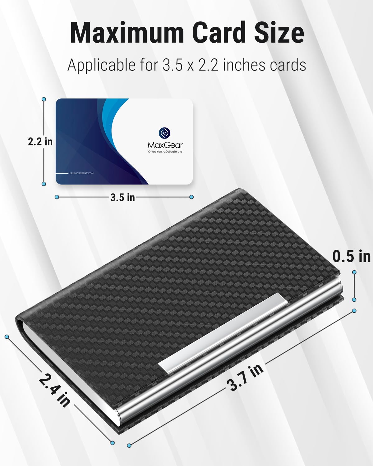MaxGear Business Card Holder, PU Leather Business Card Case for Men & Women, Professional Business Card Holder Organizer with RFID Blocking, Black Carbon