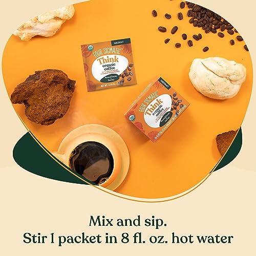 Organic Instant Coffee Powder by Four Sigmatic | Arabica Instant Coffee Singles with Lion's Mane, Chaga and Rhodiola | Mushroom Coffee Instant Mix for Better Focus and Immune Support | 10 Packets