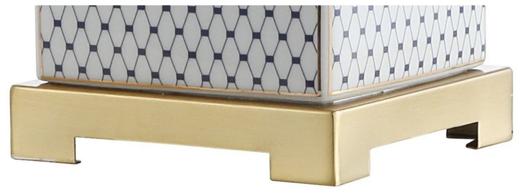 JONATHAN Y JYL3043A Cleo 21.5" Ceramic/Metal Ginger Jar LED Table Lamp Contemporary,Transitional for Bedroom, Living Room, Office, College Dorm, Coffee Table, Bookcase, White/Navy