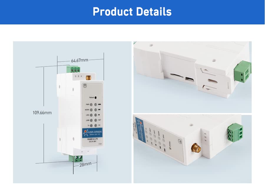 USR-DR504-G Din Rail RS485 Industrial Cellular Modems for M2M and IoT Applications X 1 Set