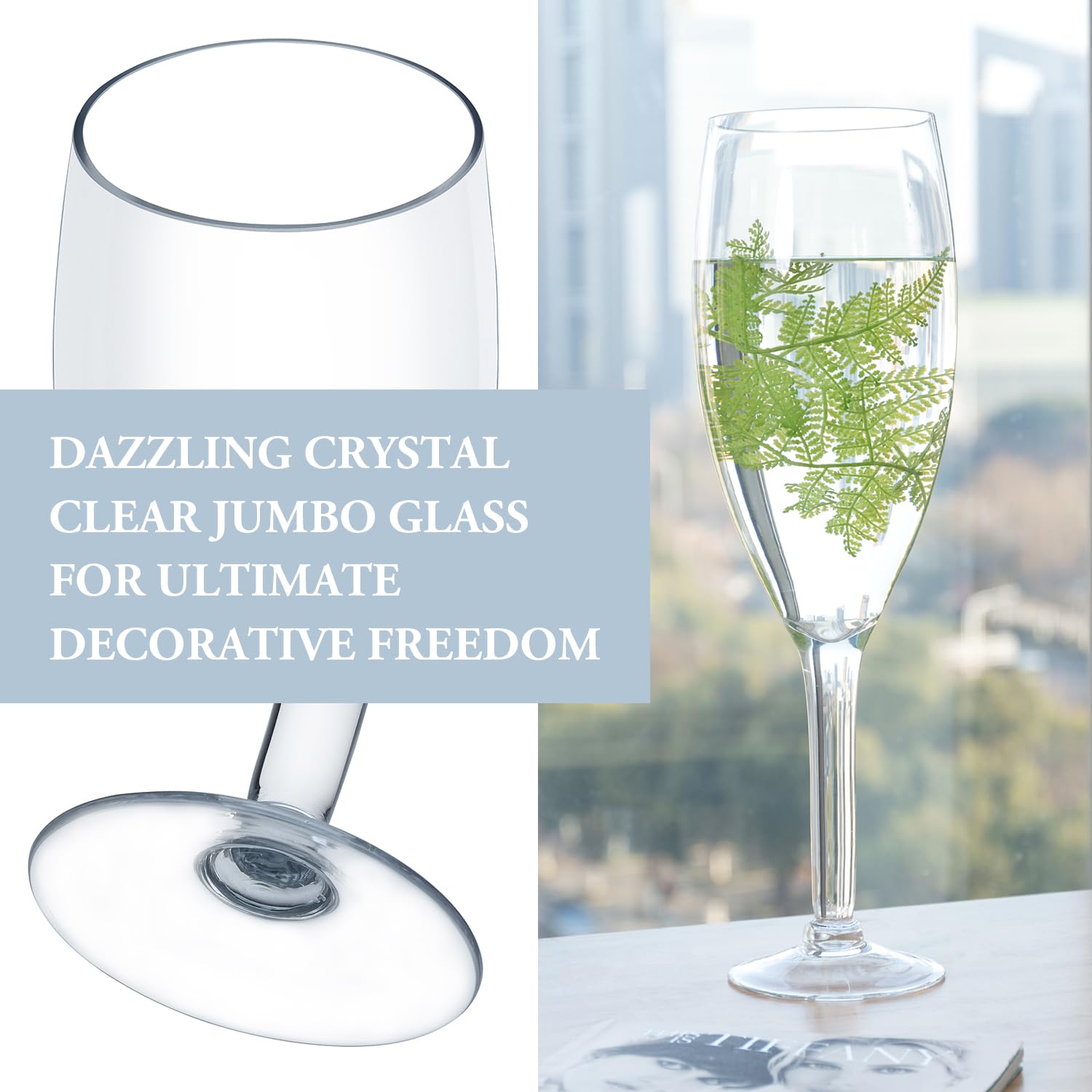 MyGift 20 Inch Oversized Wine Glass Vase, Decorative Novelty Wine Glass Cork Holder Decor