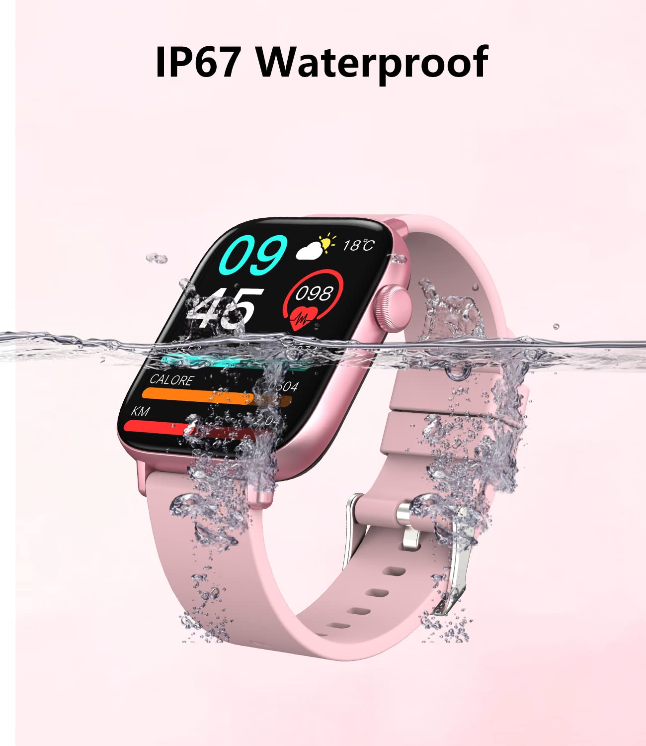 Smart Watch for Men Women, 1.9'' HD Touch Screen Fitness Tracker with Bluetooth Call Answer/Dail, IP67 Waterproof Smart Watch for Android iPhone with Heart Rate Blood Pressure