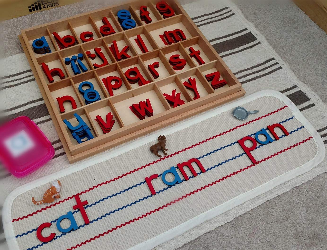 Kids Rug Montessori Mat Children Playing Mat for Nursery Cotton Working Rug Small Hand Woven Rug, 23.6''×7.8''