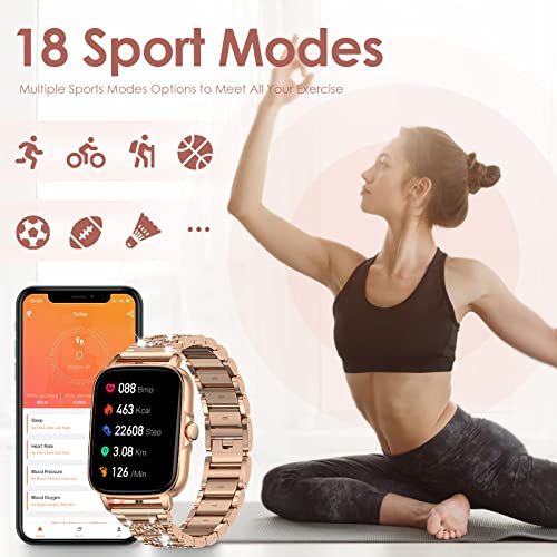 Smart Watch for Women Bluetooth Dial Call Speaker Fitness Tracker with Heart Rate Monitor Sleep Tracker Pedometer Smartwatch 1.69" HD Full Touch Screen Activity Tracker Watch for iPhone Android