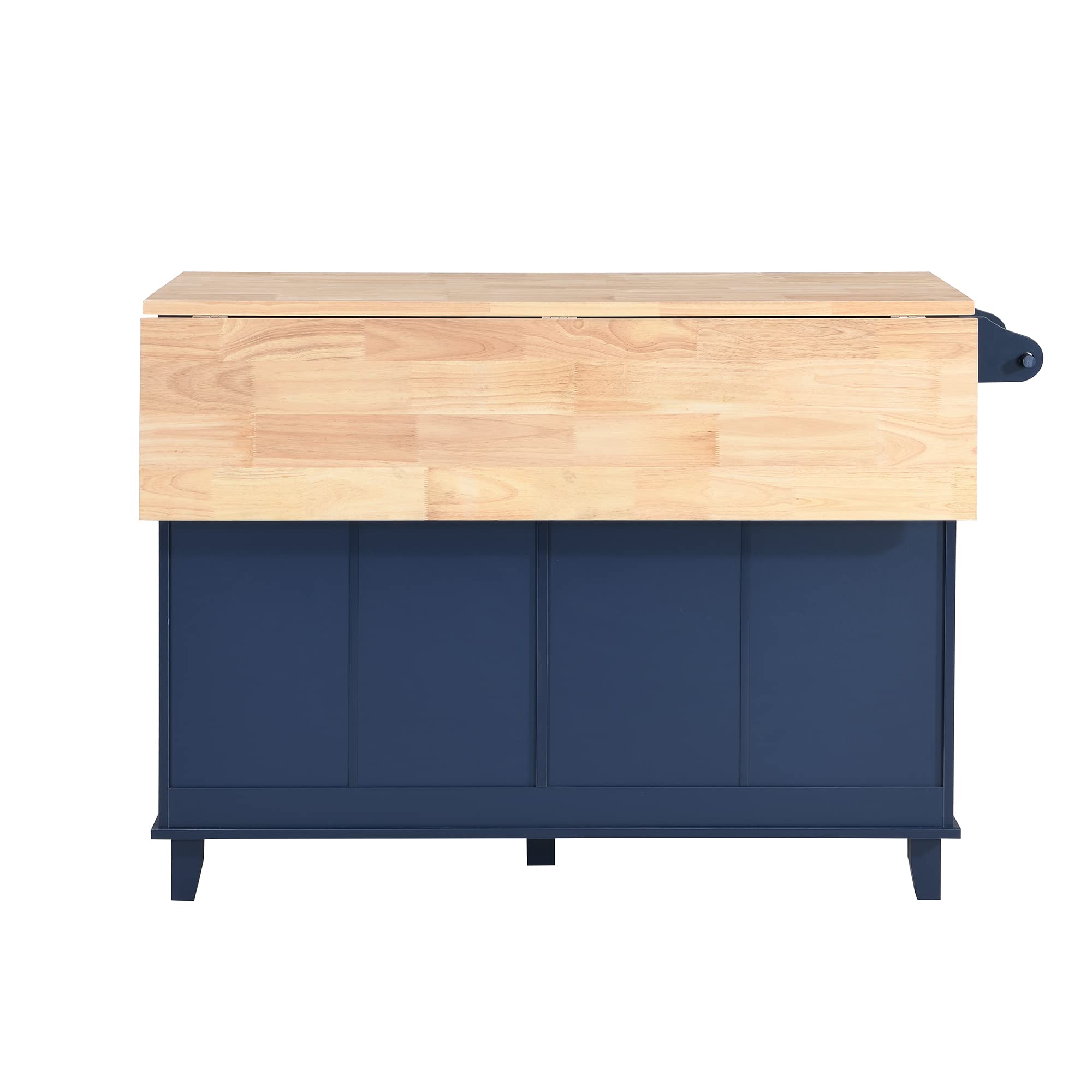 Lepfun Bar Kitchen Island with Seating and Drop Leaf Farmhouse Stools 3 Piece Dining Table Set with Storage Cabinet, Drawers and Towel Rack, Blue+Black+Brown